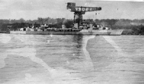 HMCS MICMAC R10 Tribal Class destroyer in harbour UK c 1944